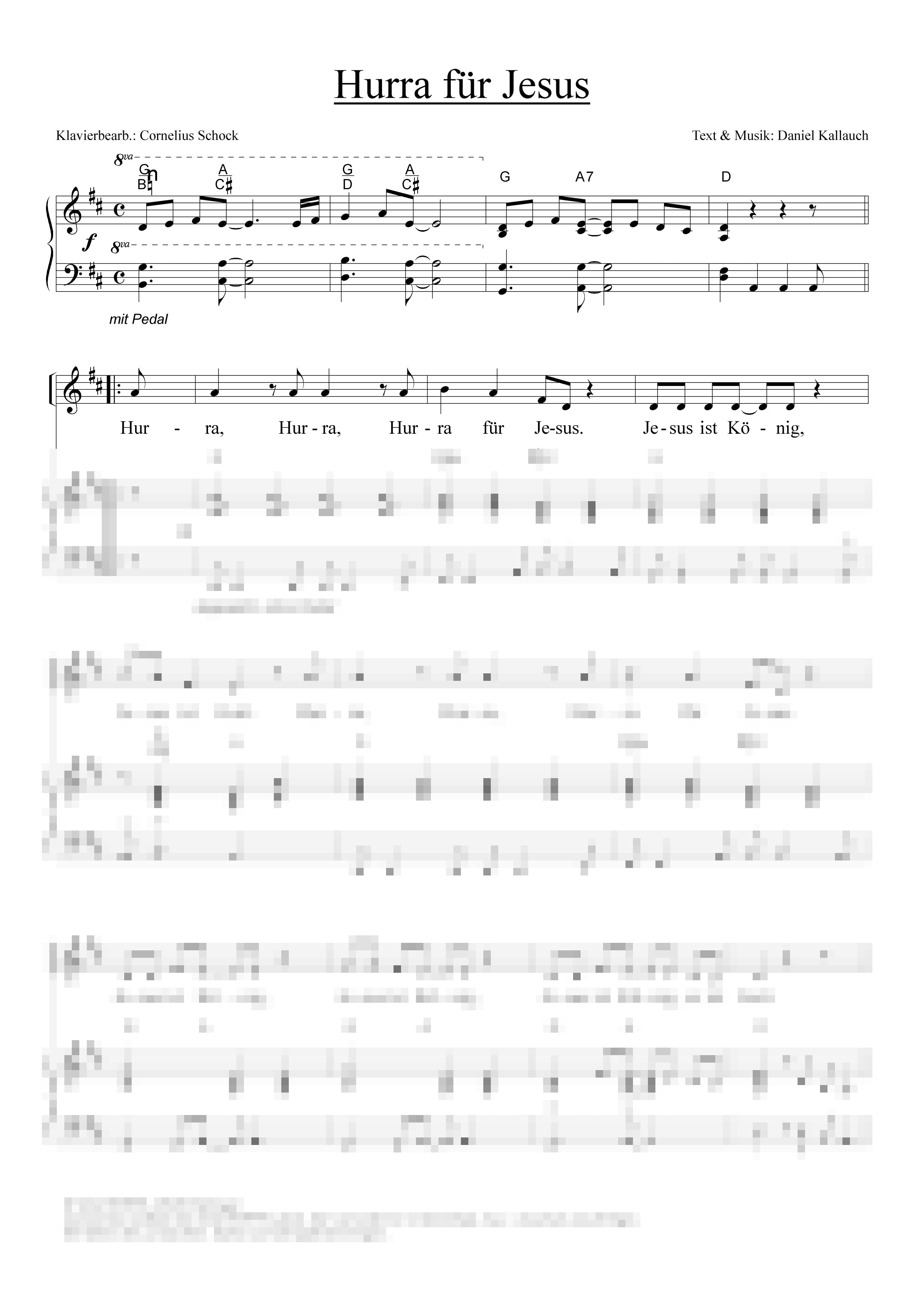 Hurra für Jesus - Liedblatt