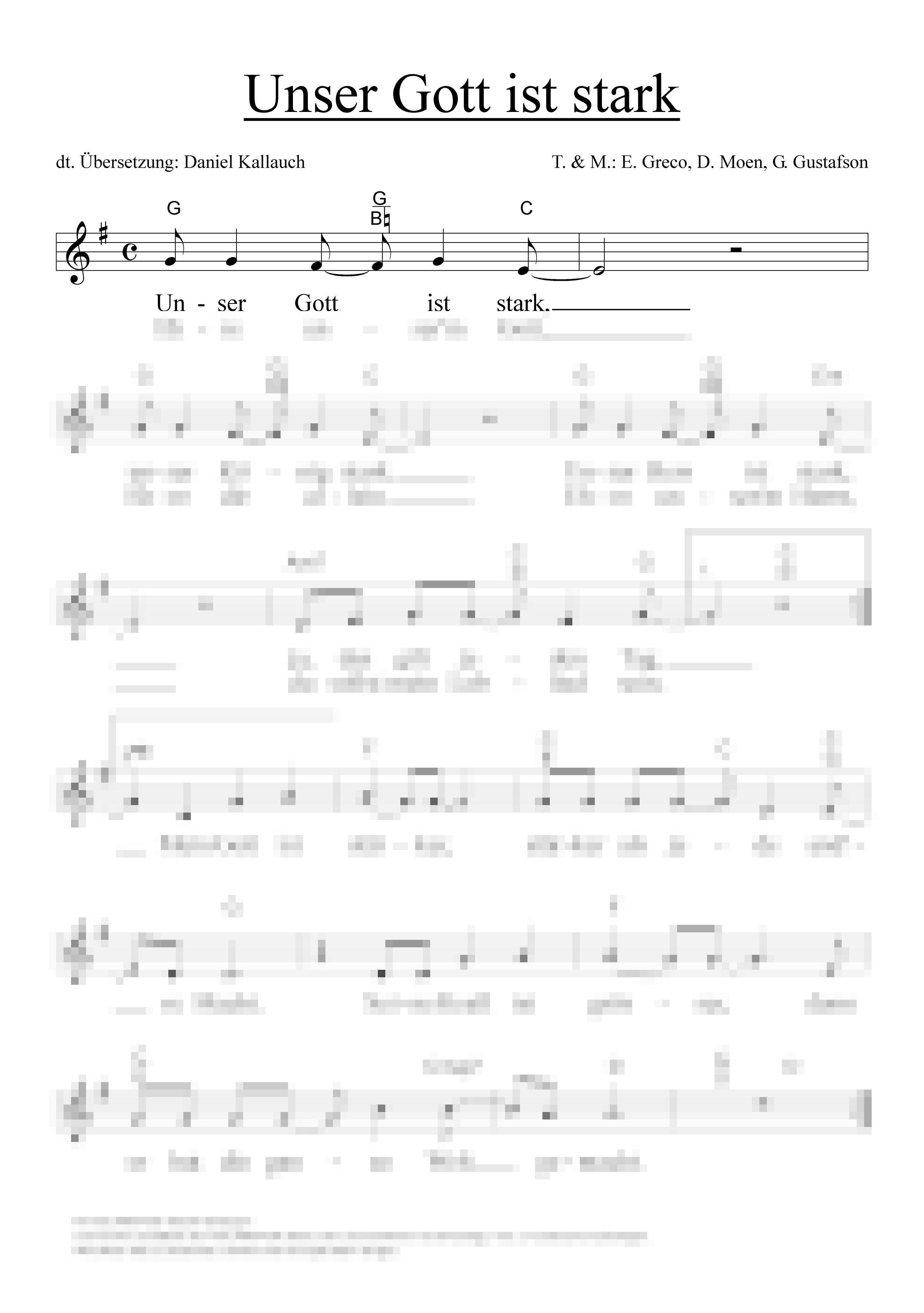 Unser Gott ist stark - Liedblatt