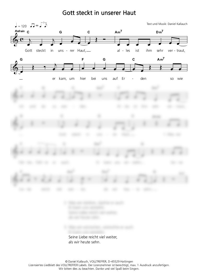 Gott sprach am Anfang - Liedblatt